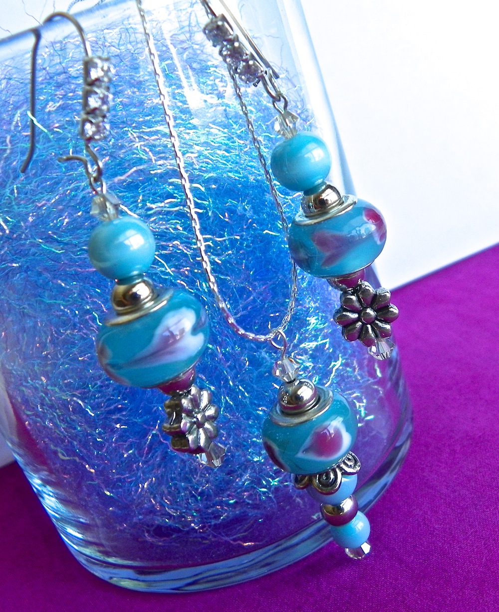 Glass bead earrings & necklace - for Prima Bead
