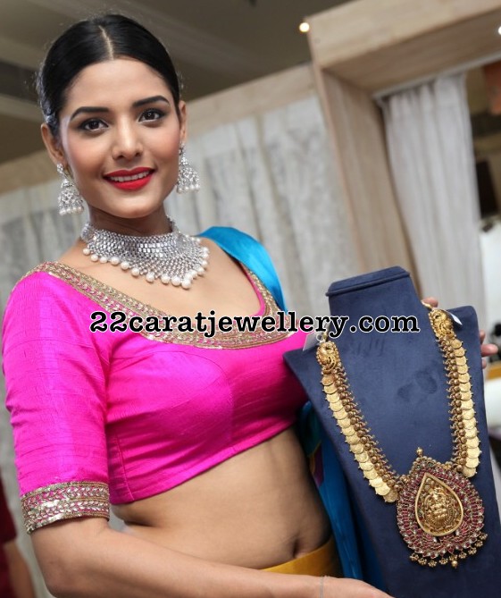 Kasu Mala with Antique Ruby Pendant - Jewellery Designs