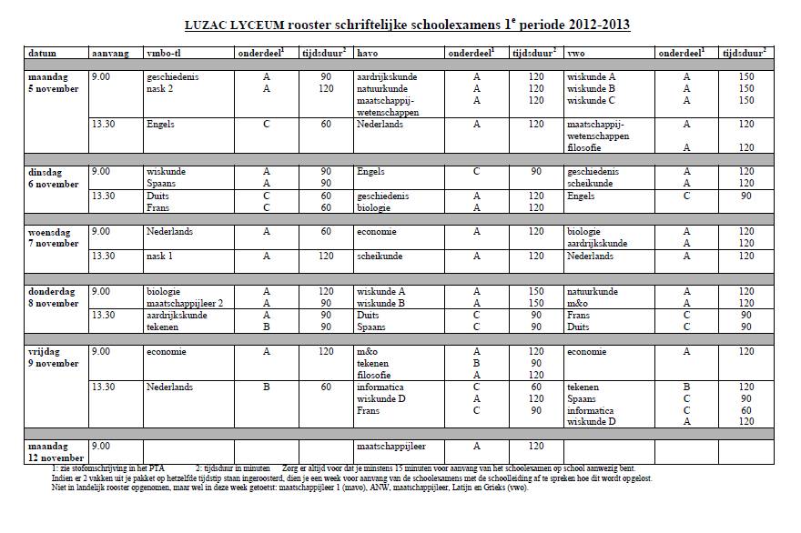Examens Luzac Lyceum Eindhoven : ROOSTER SE 1