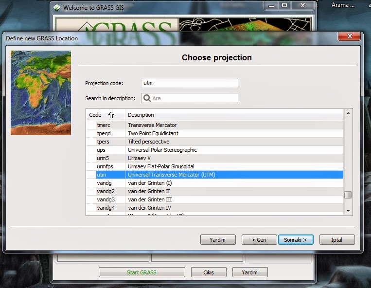 GRASS GIS Uygulamaları 1 - Lokasyon Mapset Hazırlama - Tabula rasa