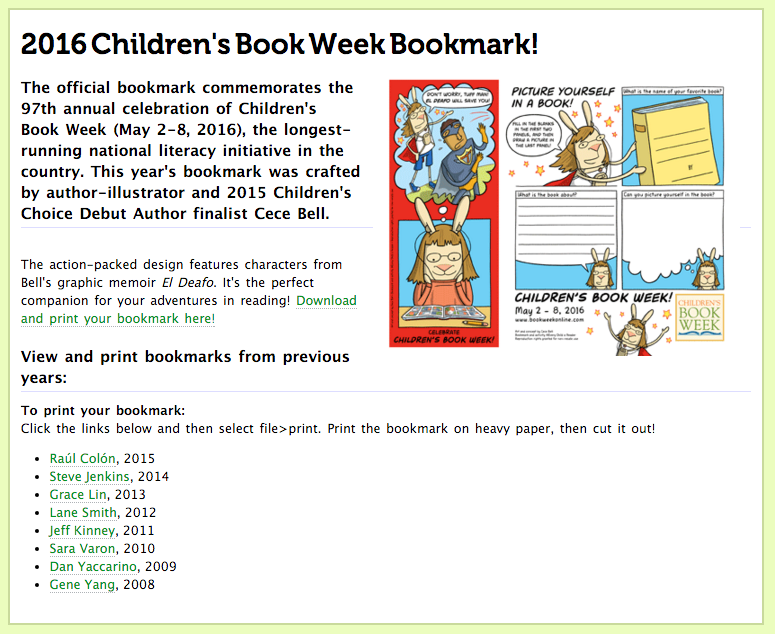 The Library Voice: Cece Bell Has Created The Cutest Bookmark For ...