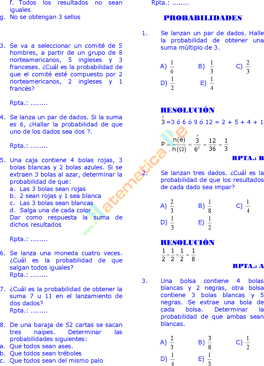 PROBABILIDADES EJERCICIOS RESUELTOS DE RAZONAMIENTO MATEMÁTICO ...
