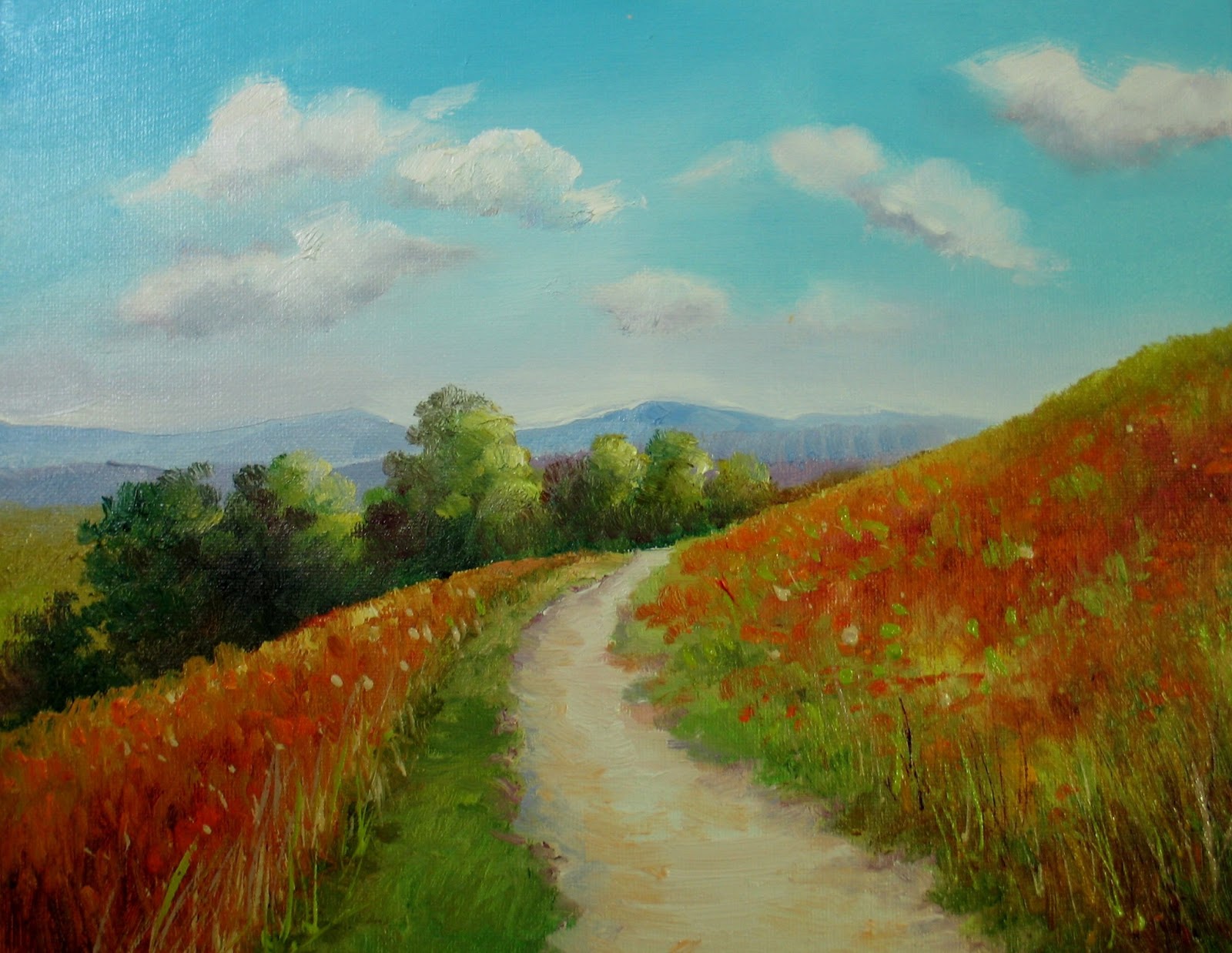 Nel's Everyday Painting: Path on the Hill- SOLD