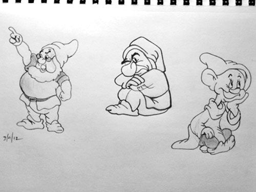 Merinal Brunda: Snow White and the Seven Dwarfs Sketches