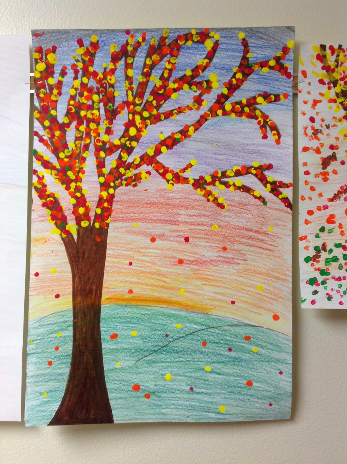 The Artsy Fartsy Art Room: 6th Grade Fall "Pointillism" Trees