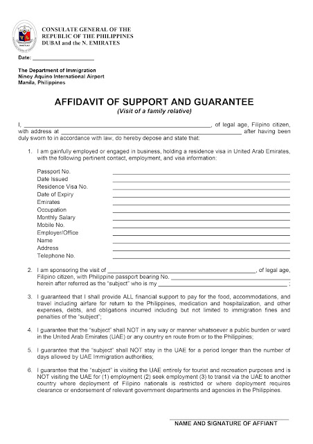 Affidavit of Support and Guarantee - Disyerto
