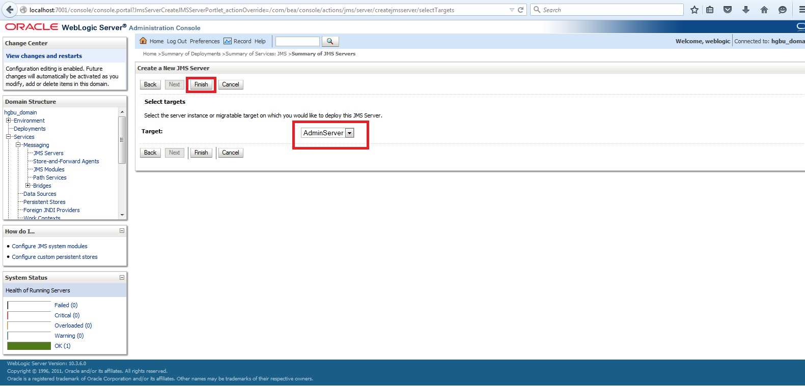 Configuring Jms Server Jms Module Jms Connection Factory And Jms Queue In Weblogic