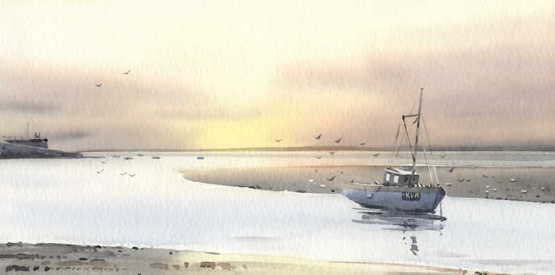 Morecambe & Lancaster Watercolour Prints: Sunset on Morecambe Bay