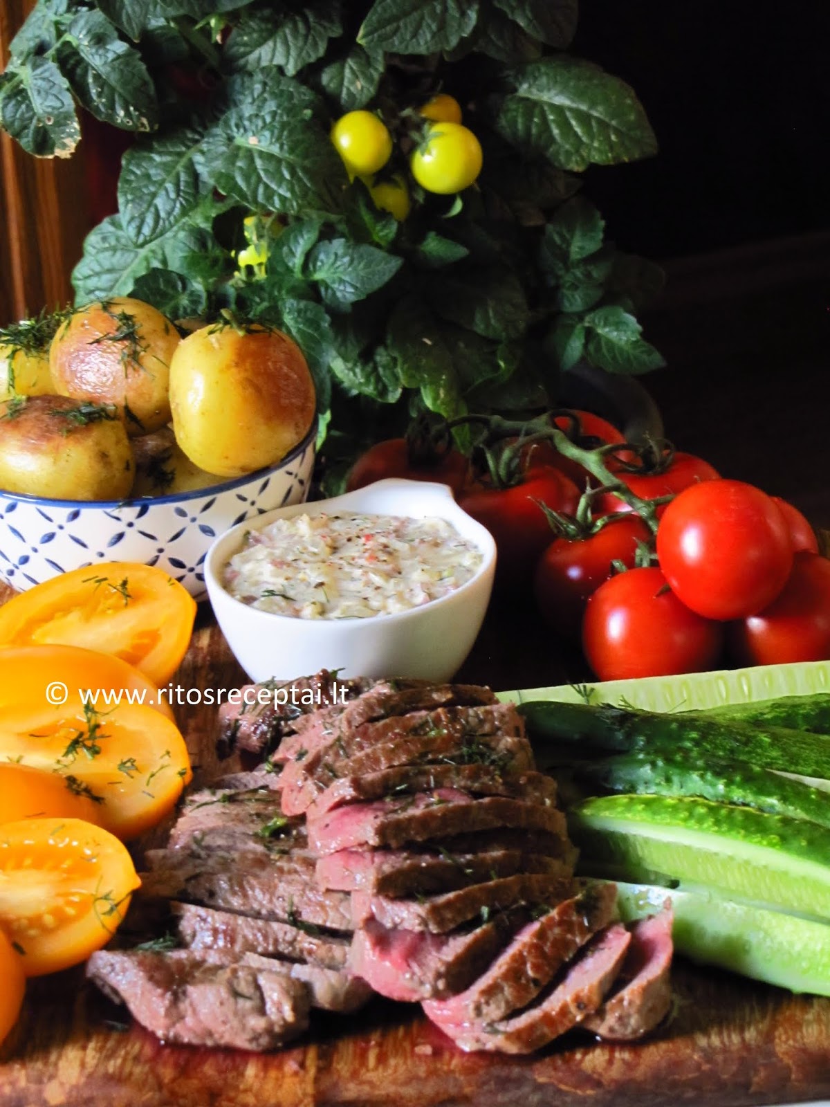 Ritos receptai : Jautienos steikas su Serano padažu.Savaitgalio pietūs.