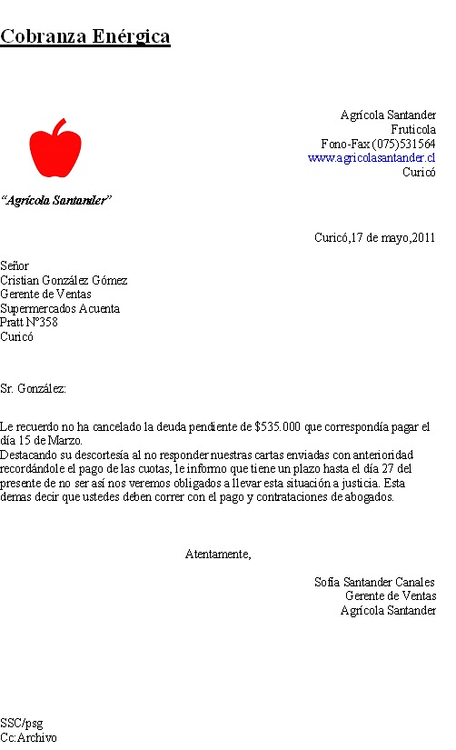 Carta De Cobranza Modelo En Formatos Word Y Pdf Bank2home