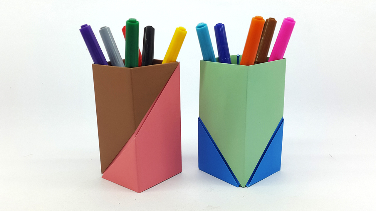 Colors Paper How To Make Pen Stand Origami Pen Holder Pencil Holder Ideas Colors Paper How To Make Pen Stand Origami Pen Holder Pencil Holder Ideas