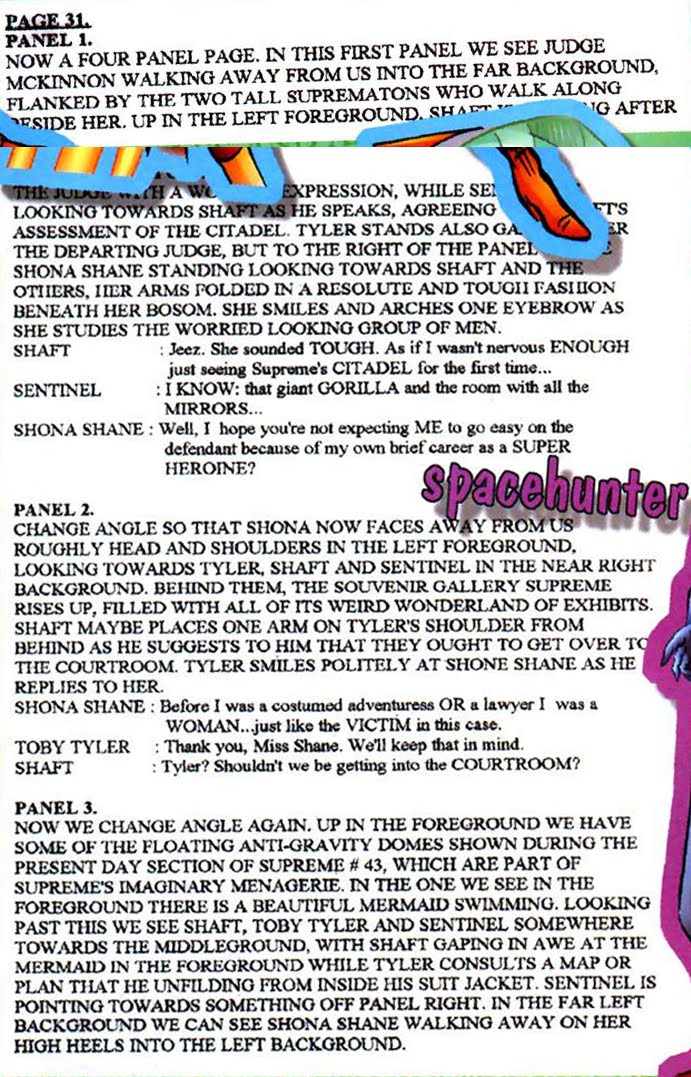 Alan Moore's Forgotten Awesome: Judgment Day script pages: Alpha