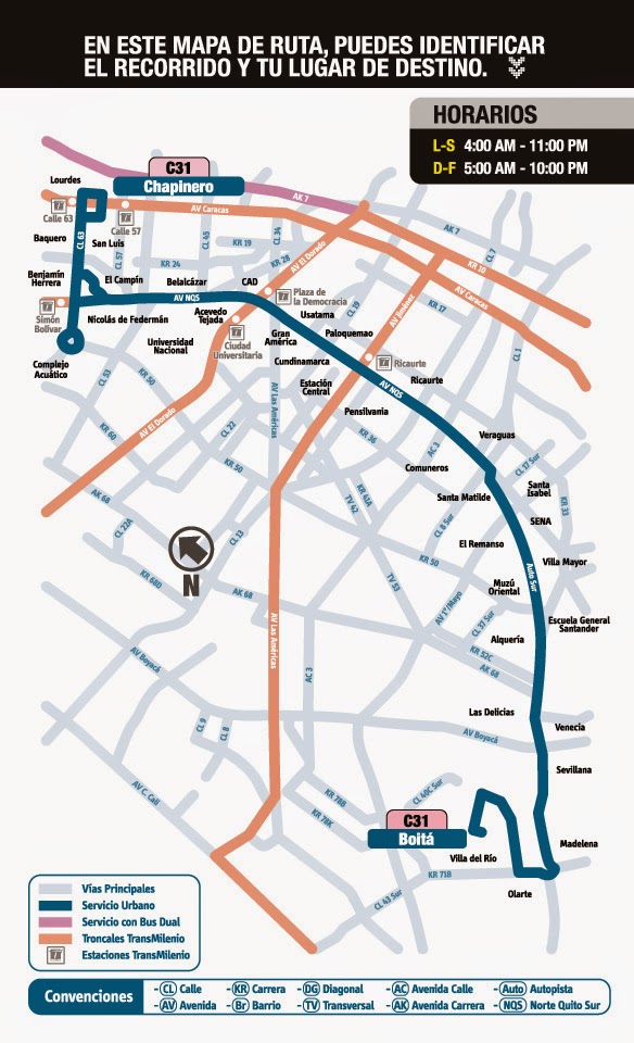 Todo Sobre SITP: C31 CHAPINERO - BOITÁ