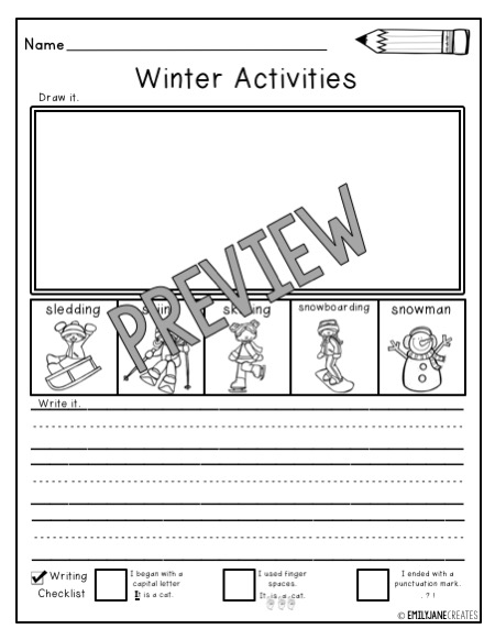 Emily Jane Creates: JANUARY NO PREP KINDERGARTEN PACKET-OVER 100 PAGES!