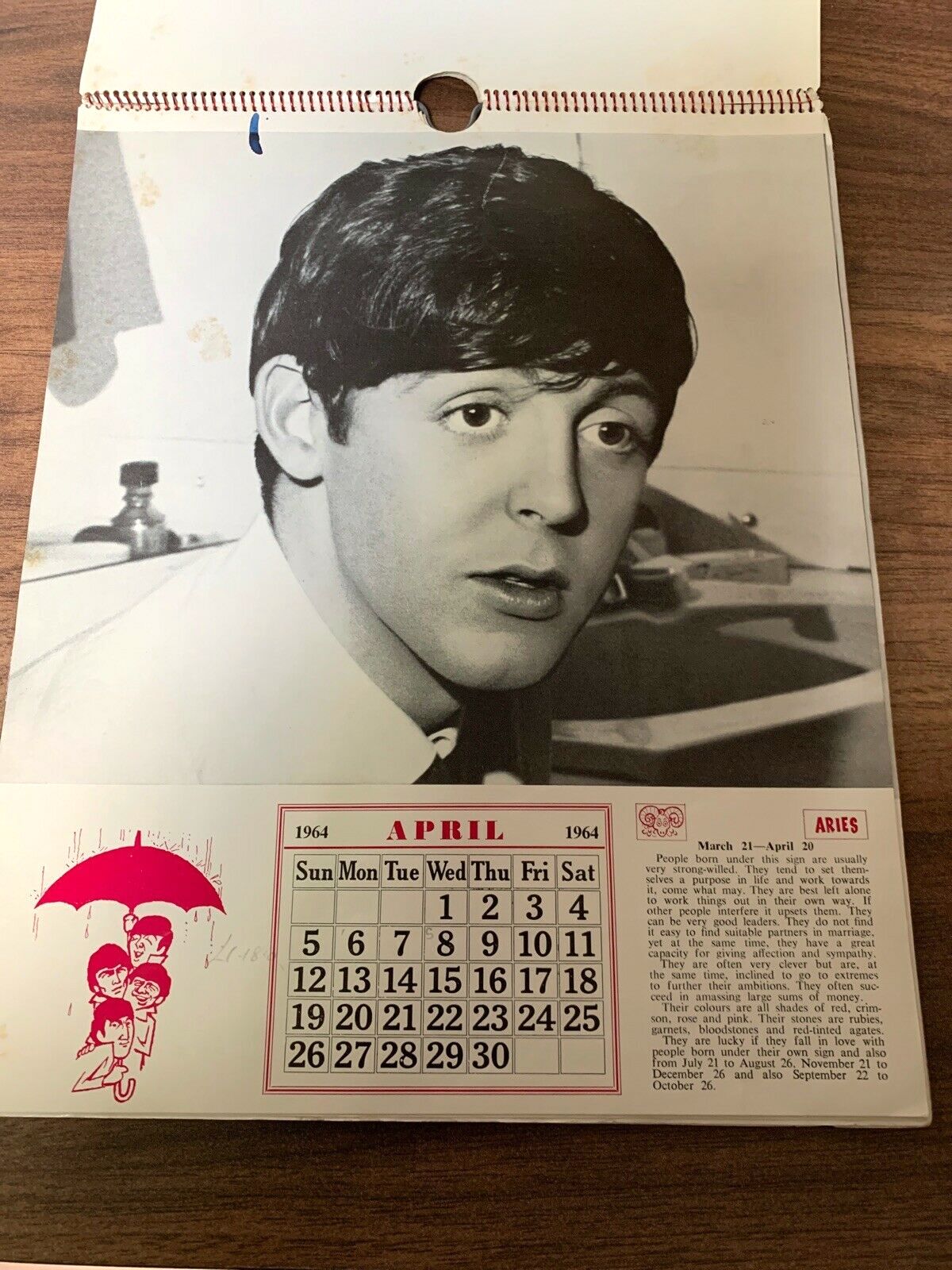Artifact: Official 1964 Beatles calendar, UK