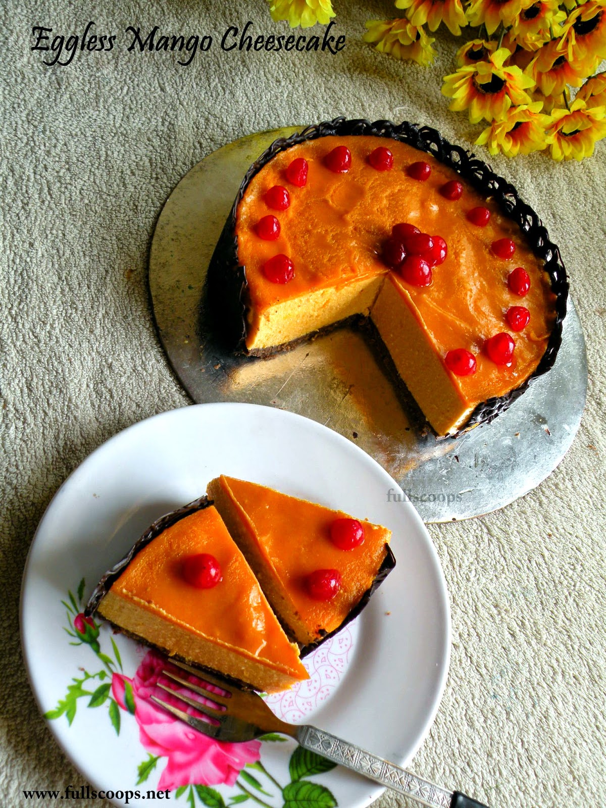 Eggless No Bake Mango Cheese Cake | Easy No Bake Recipes ~ Full Scoops ...