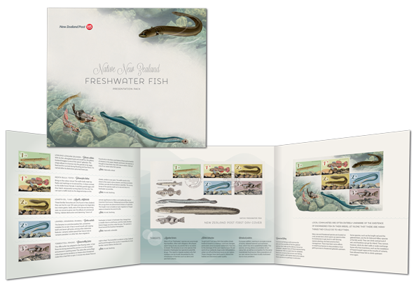 Virtual New Zealand Stamps: 2017 Native New Zealand Freshwater Fish.