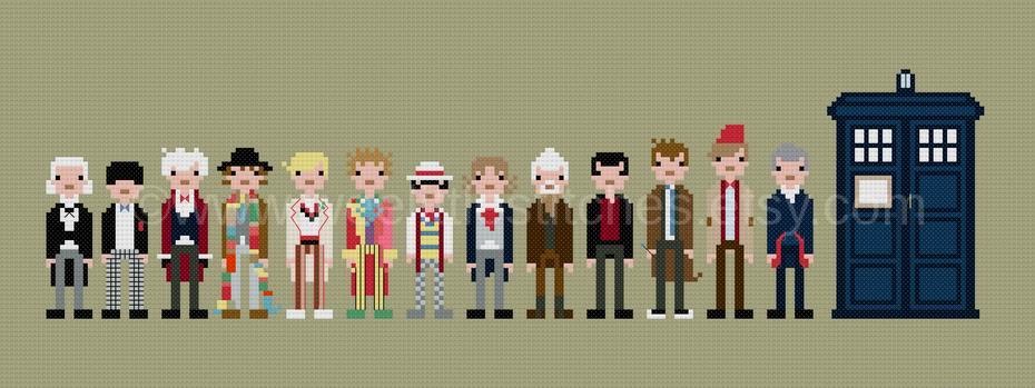 weelittlestitches: Doctor Who Eleven Doctors Pixel People Cross-stitch ...
