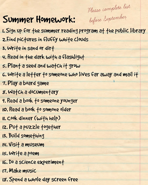 Mountain View Mama: Summer Vacation Homework