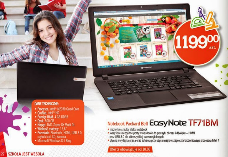 Testujemy produkty z Biedronki: Notebook Packard Bell EasyNote TF71BM z ...