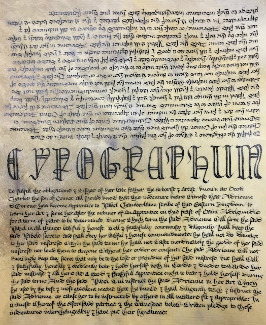 The Pensive Pen: Apprenticeship Indenture for Adrienne d'Evreus to ...