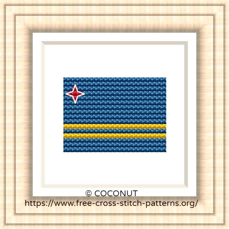 NATIONAL FLAG OF ARUBA CROSS STITCH CHART | Free cross stitch pattern