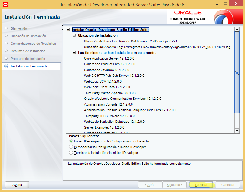 Aprendiendo ADF: Instalación de Oracle JDeveloper 12g (12.2.1.0.0)