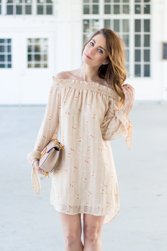 OOTD - Peach Off The Shoulder Dress | La Petite Noob | A Toronto-Based ...