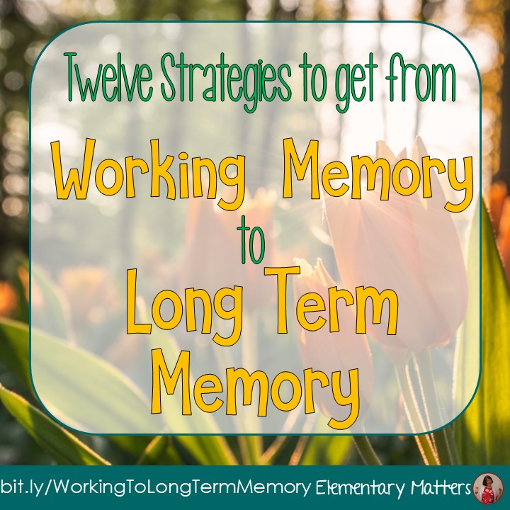 Elementary Matters Twelve Strategies To Get From Working Memory To Long Term Memory