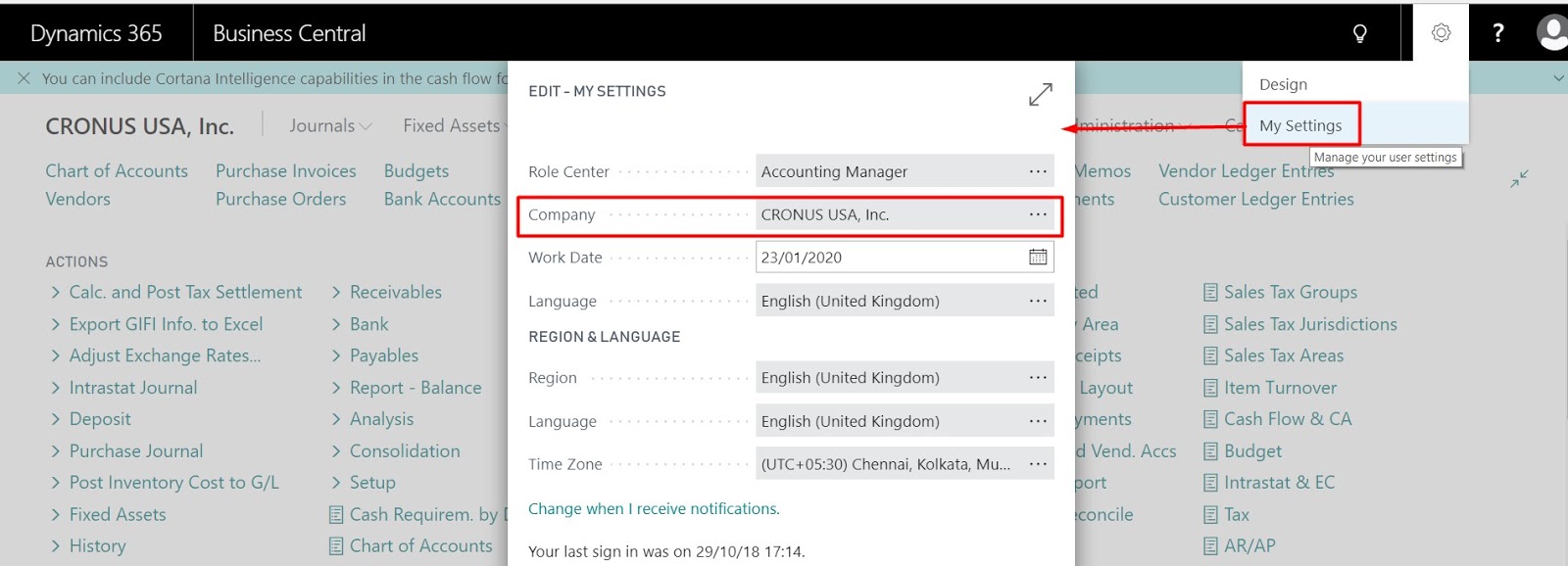 Microsoft Dynamics NAV / BC - How to Setup default company for user?