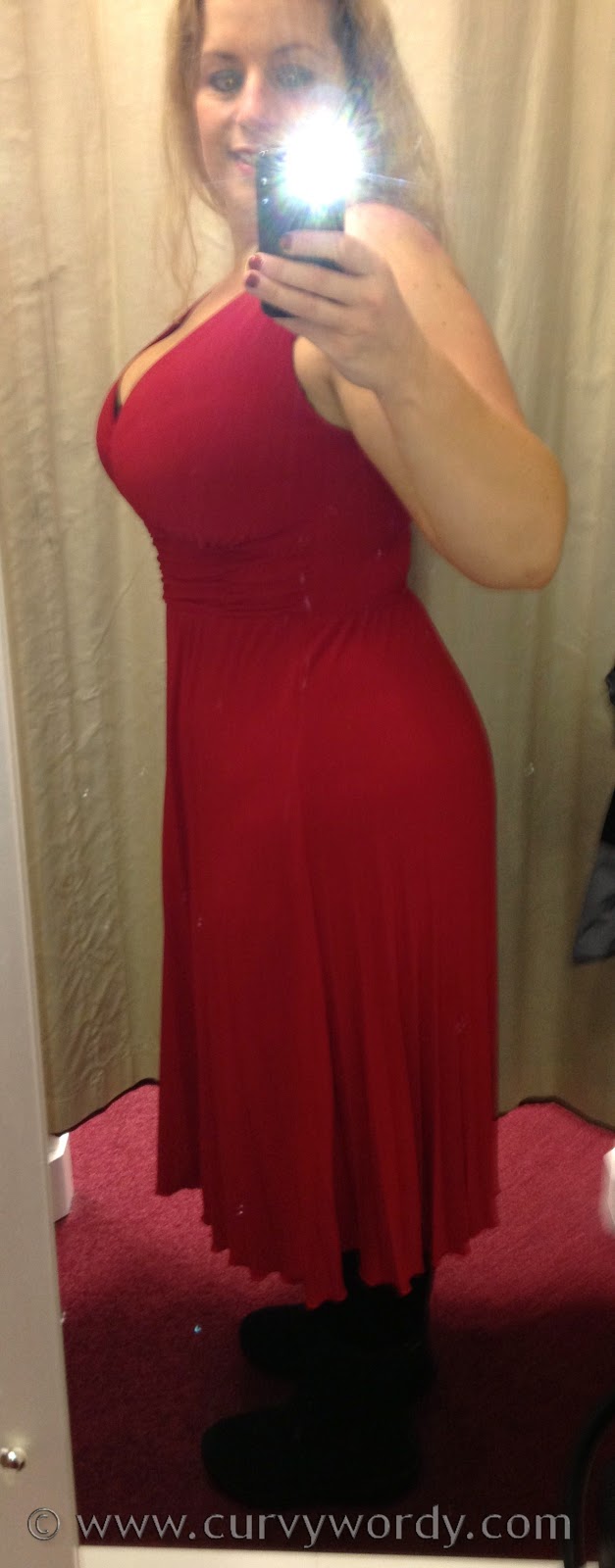 Bonmarché David Emanuel Red Pleated Dress - Curvy Wordy