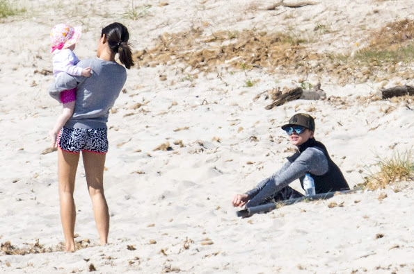 Princess Charlene was photographed with her children in Corsica beach