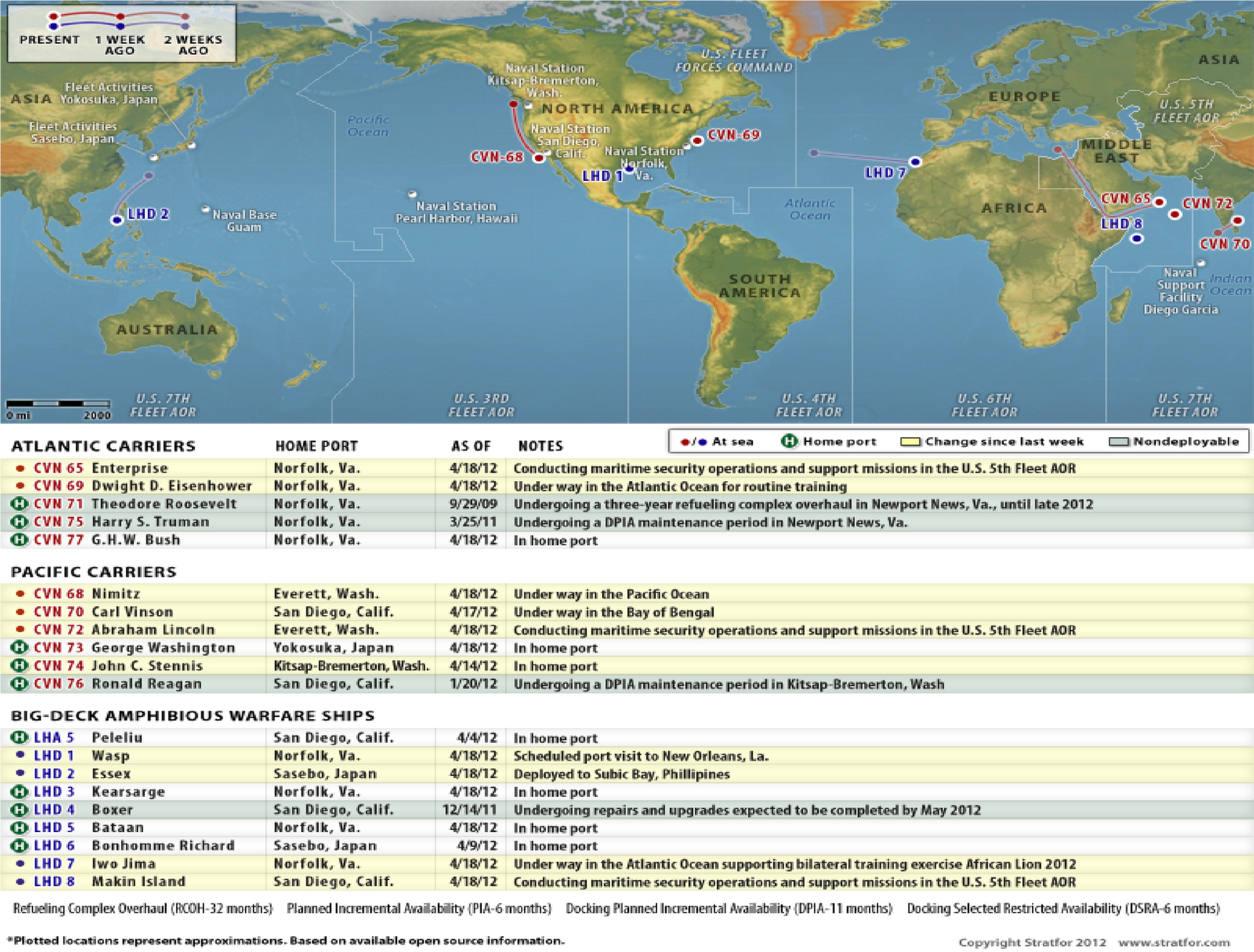 Defence-Economy: U.S. Naval Update Map: April 18, 2012