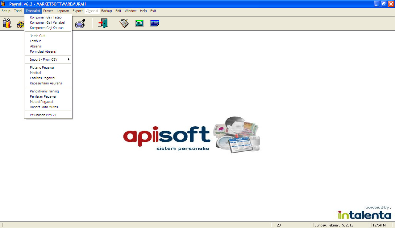 Software Murah: Jual Intalenta Apisoft Personel System HRD and Payroll ( Software Penggajian ...