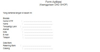 DAD NetShop: Contoh Form Aplikasi