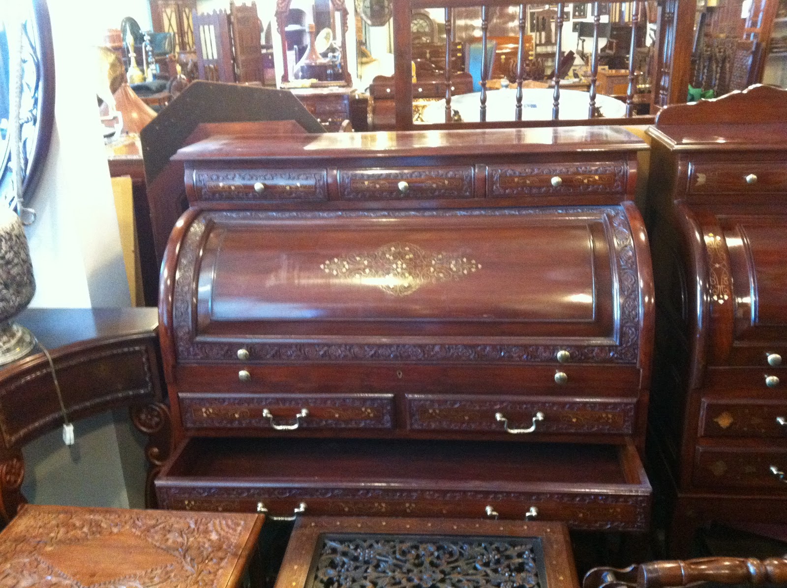 Love, Brittney: Rosewood Gold Inlay Roll Top Desk