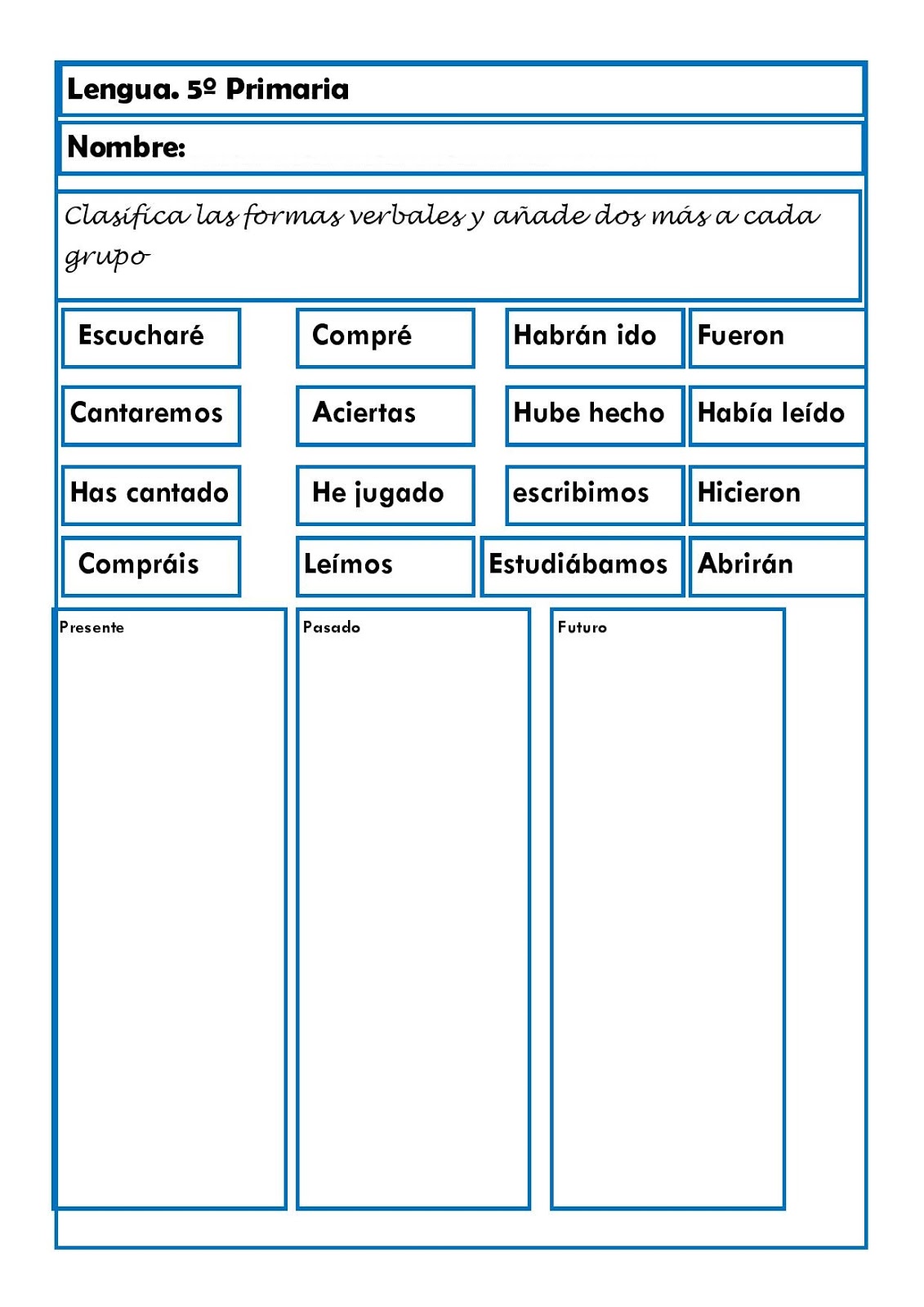 5TO GRADO SECCION D: Ejercicios de Lenguaje