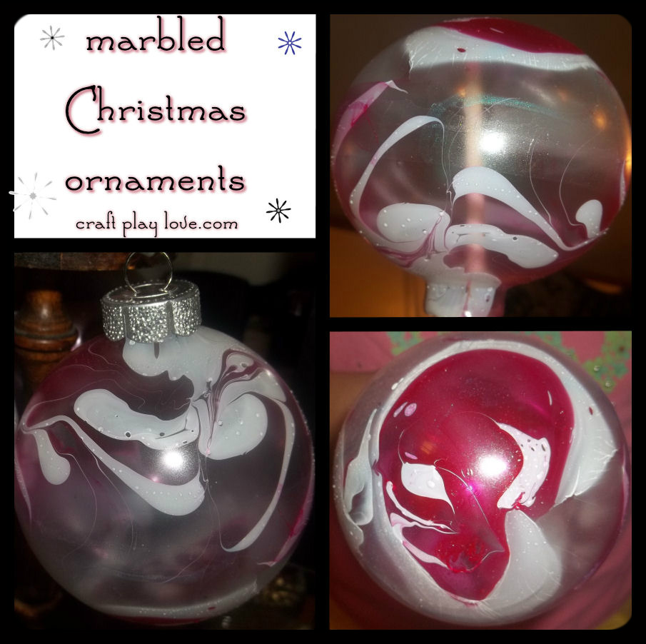 craft .. play .. love: our marbled Christmas ornaments