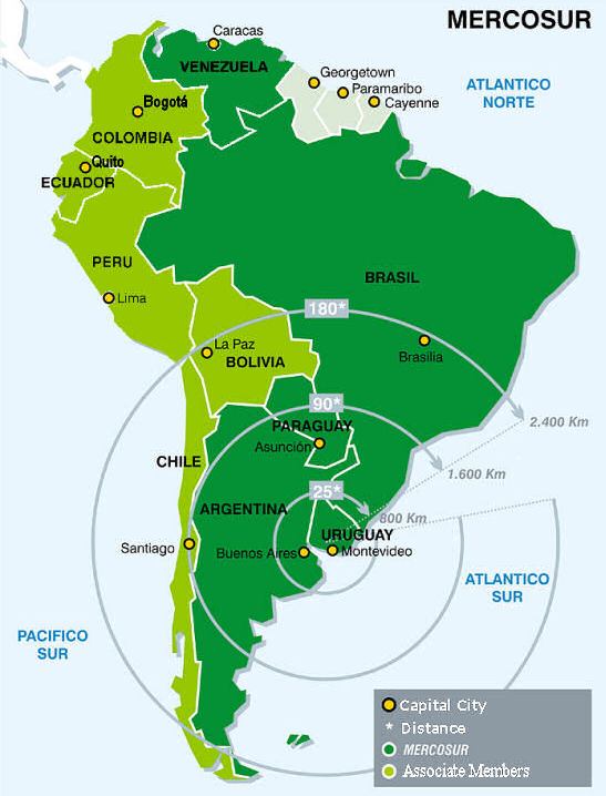 Learn World Map: Venezuela joined Mercosur Trade Bloc on July 31,2012