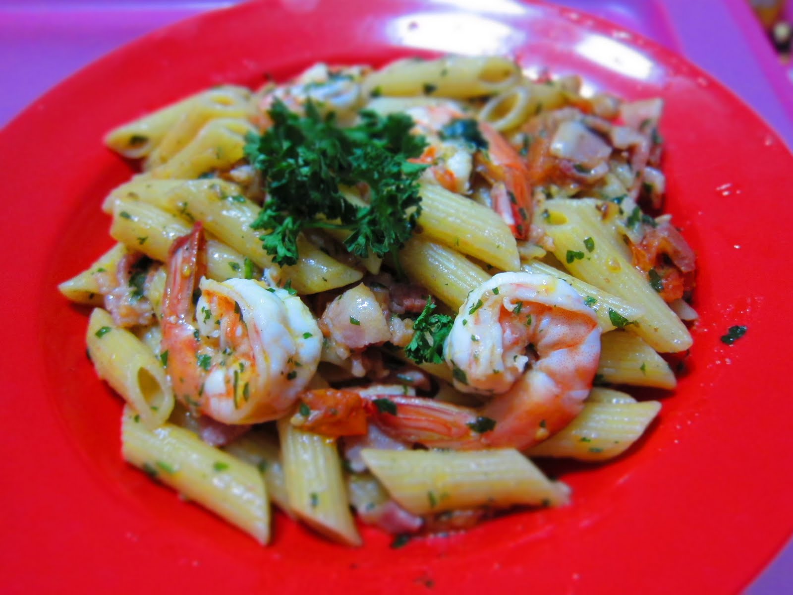 PapaCheong's 拿手好菜: Prawn Penne Pasta in Olive Oil Dressing