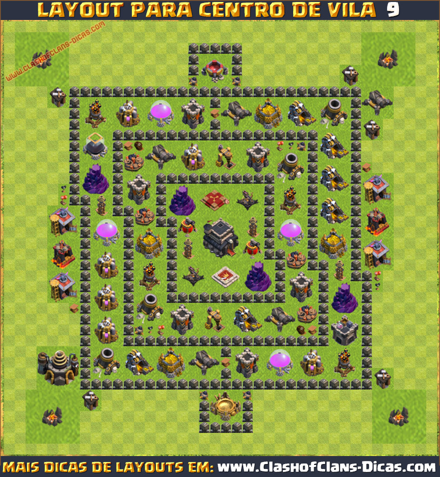 Layouts de CV9 - Clash of Clans - Clash of Clans Dicas, Gemas Grátis ...