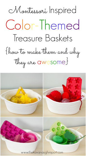 Color Themed Treasure Baskets for Toddlers