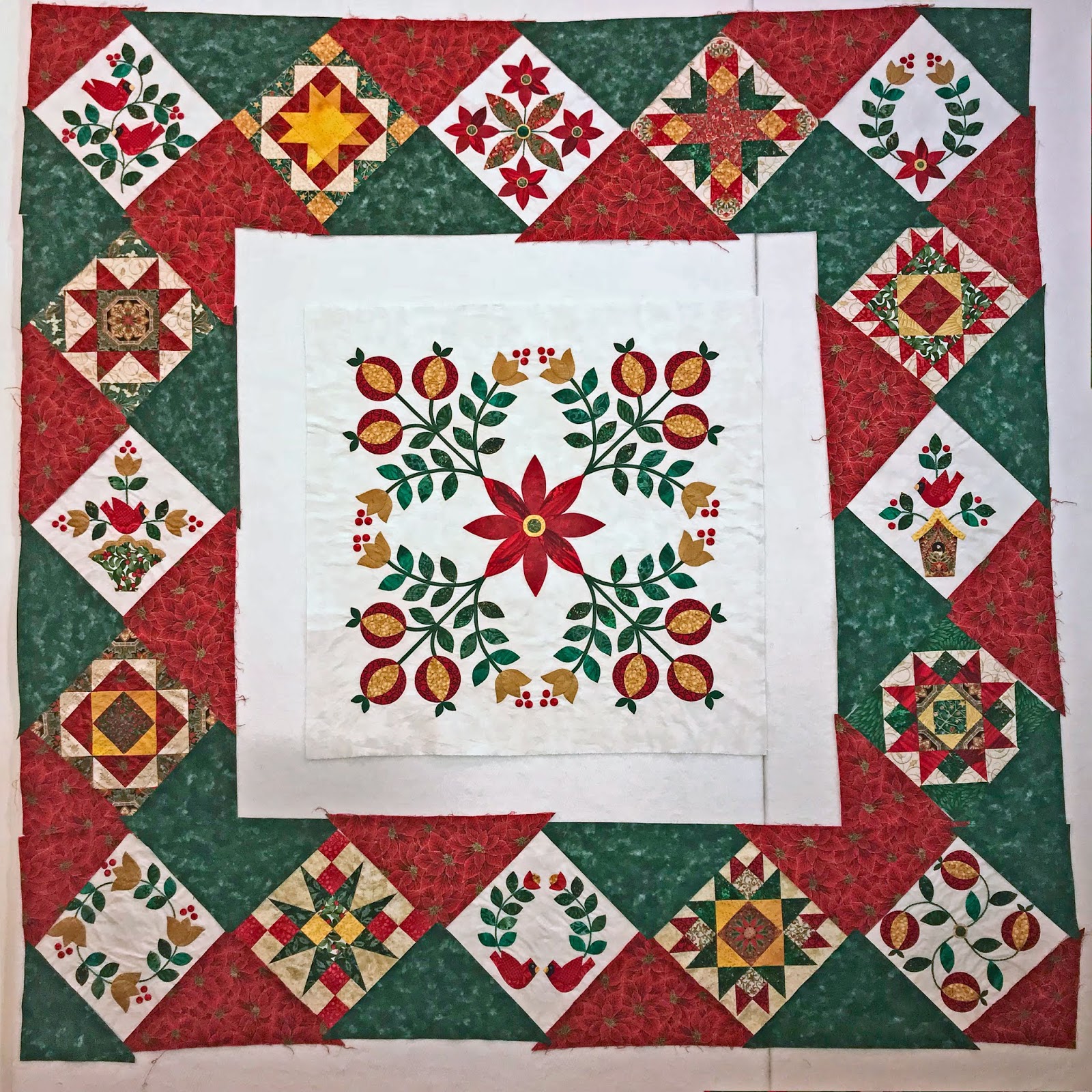 Rebecca Grace Quilting: My Jingle Applique BOM is Back On the Design Wall