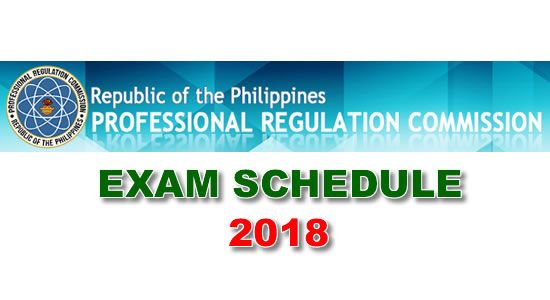 List of PRC Examination Schedule 2018