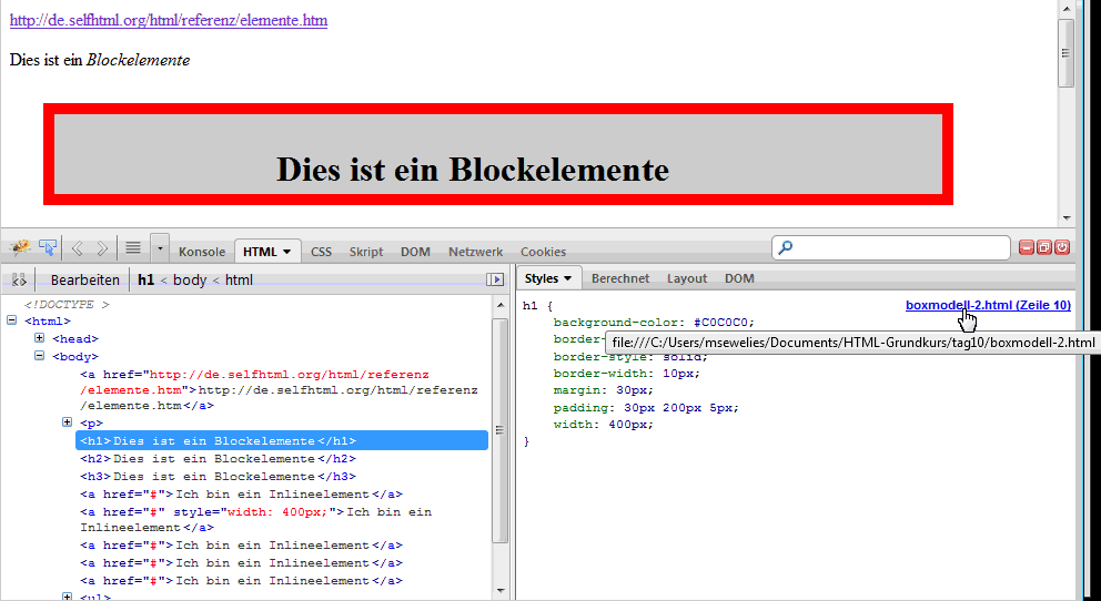 Mitschriften-Blog - ComcaveCollege: Kurs Tag 10 - HTML & CSS - Box-Modell & Einstieg CSS