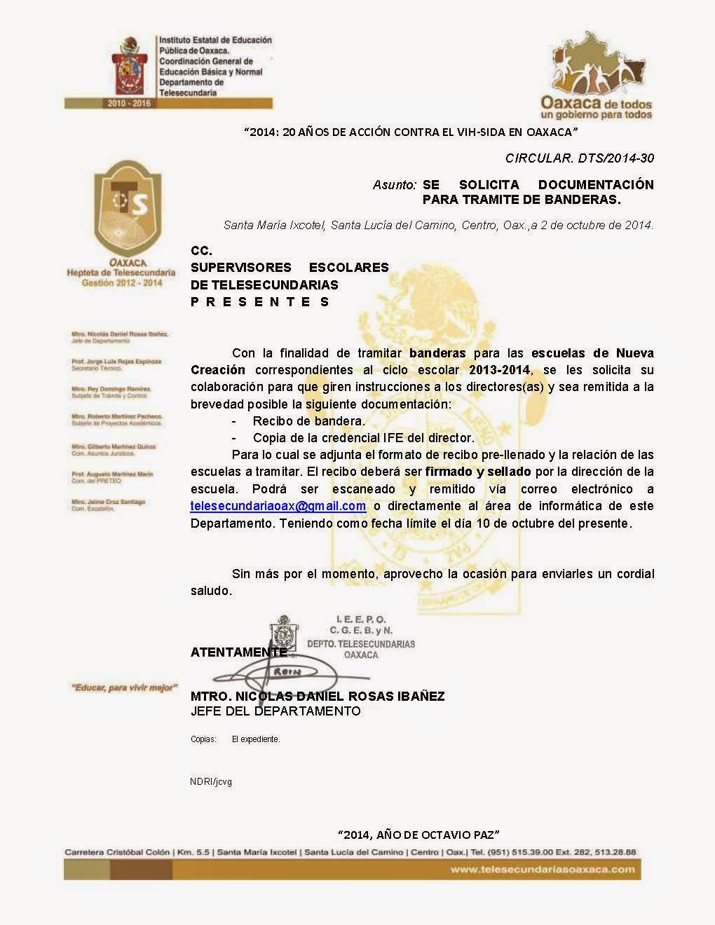 TeleSecundarias Oaxaca: CIRCULAR DTS.2014-030. Escuelas pendientes de ...