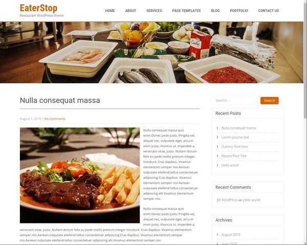 Eater Stop Free Restaurant WordPress Theme - Template Forest