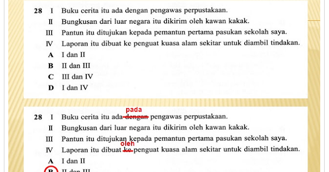 Contoh Soalan Pilih Ayat Yang Betul Atau Salah