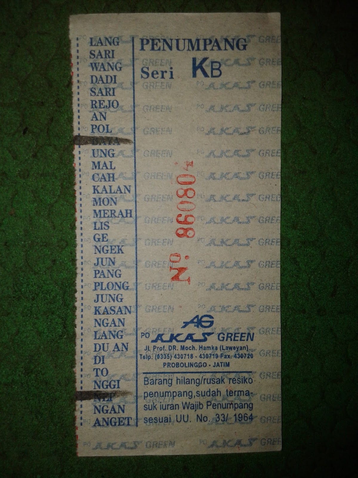 Caper Touring "One Stop Journey": Koleksi Karcis Bus