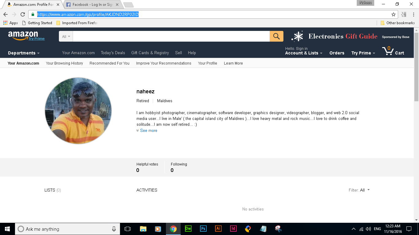Naheez Thawfeeg's Blog: Just now updated my Amazon profile